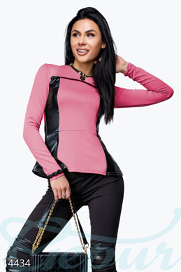 Кофта с баской и вставками из экокожи (№ 14434) ♡ Gepur - women clothes ...