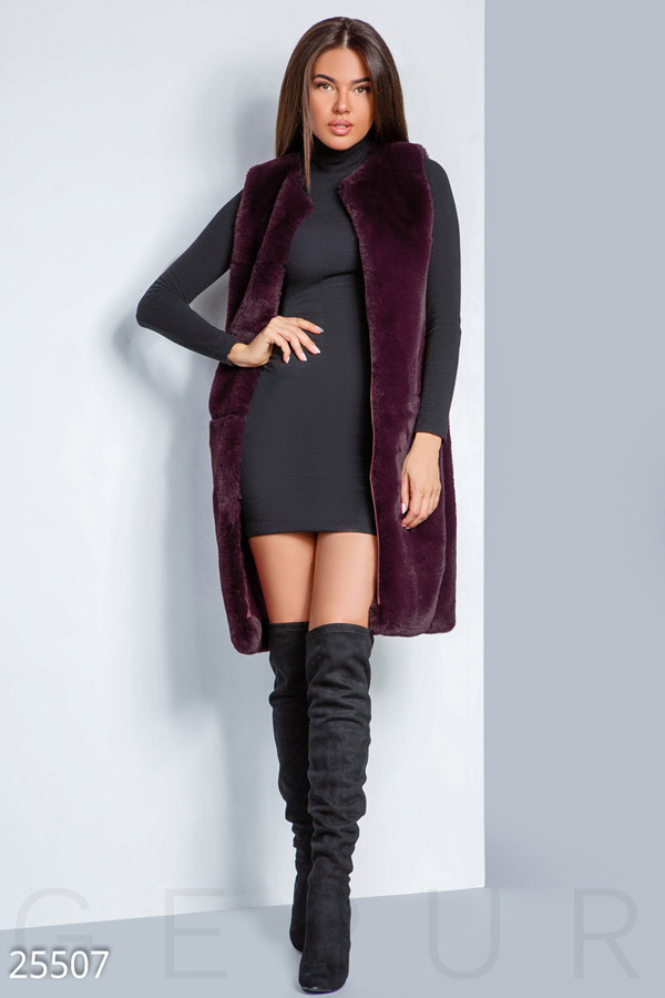Удлиненный меховой жилет (арт. 25507) ♡ интернет-магазин Gepur
