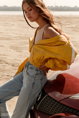 Горчичная ветровка с контрастными планками (арт. 36059) ♡ интернет ...