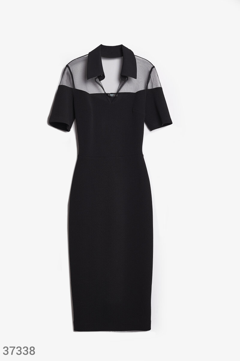 Облегающее платье с полупрозрачной кокеткой (арт. 37338) ♡ интернет-магазин Gepur