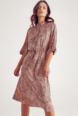 Printed silk pink dress (№ 41479) ♡ Gepur - women clothes store